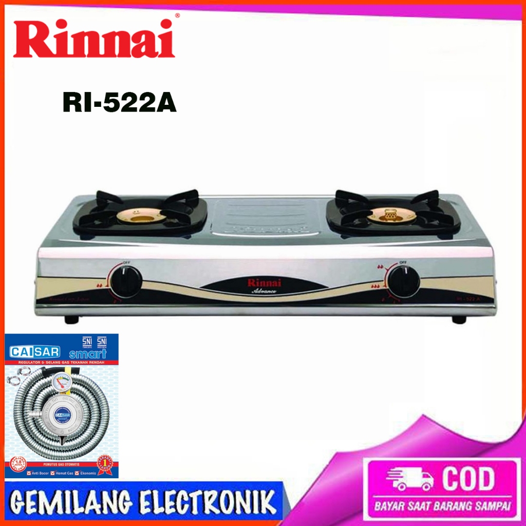 Jual Kompor Gas 2 Tungku Rinnai RI-522A Api Besar | Shopee Indonesia