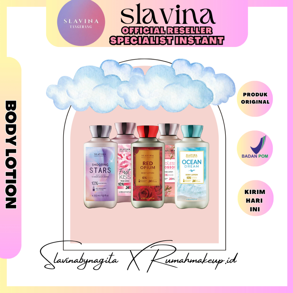 Jual SLAVINA BODY LOTION/Endless Blossom/Ocean Dream/Shooting Stars/First Kiss/Red Opium 350ML ...