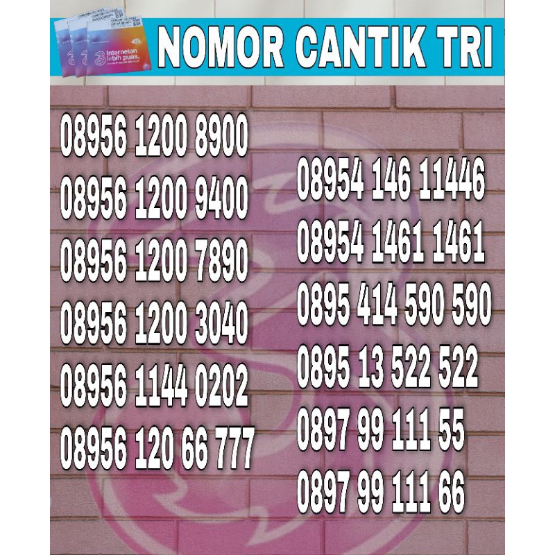 Jual Nomor cantik Kartu Perdana Tri Angka Rapi Nomor cantik Kartu ...