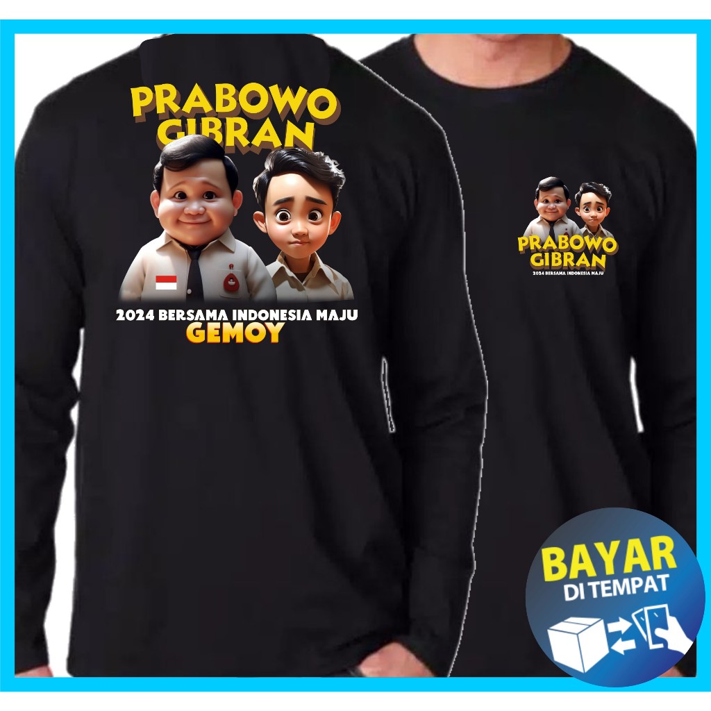 Jual KAOS PRABOWO GIBRAN GEMOY LENGAN PANJANG CAPRES 2024 DEPAN BELAKANG BISA COD PRIA WANITA ...