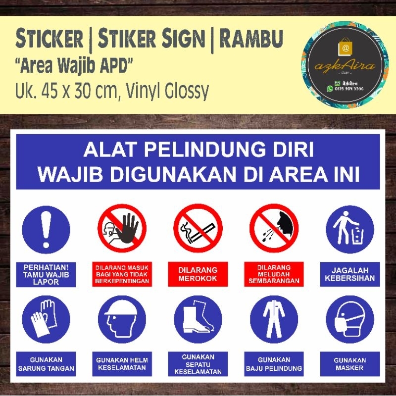 Jual Sticker Stiker Safety Sign K3 Area Wajib APD - Uk. 30x 45 cm | Shopee Indonesia