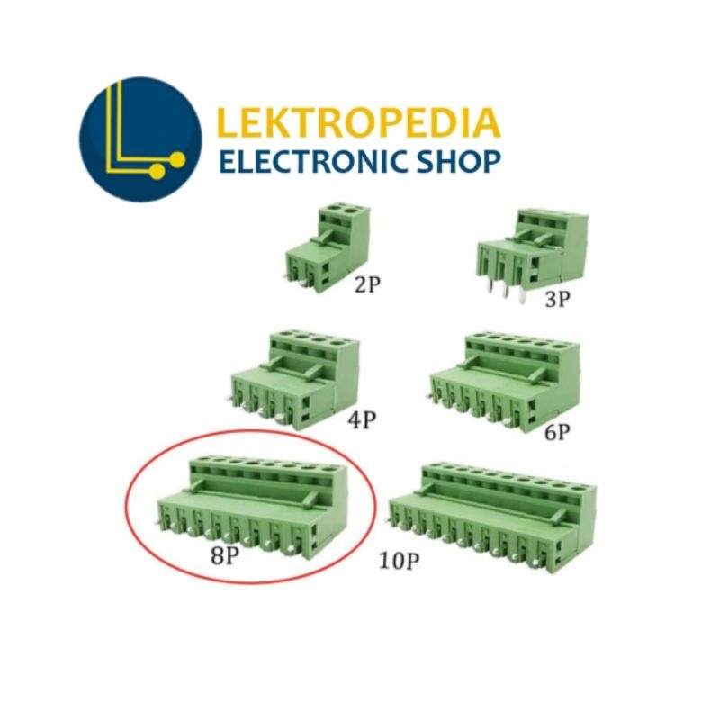 Jual Terminal Blok 8p 8 pin 5.08mm Plugable Connector Konektor Hijau ...