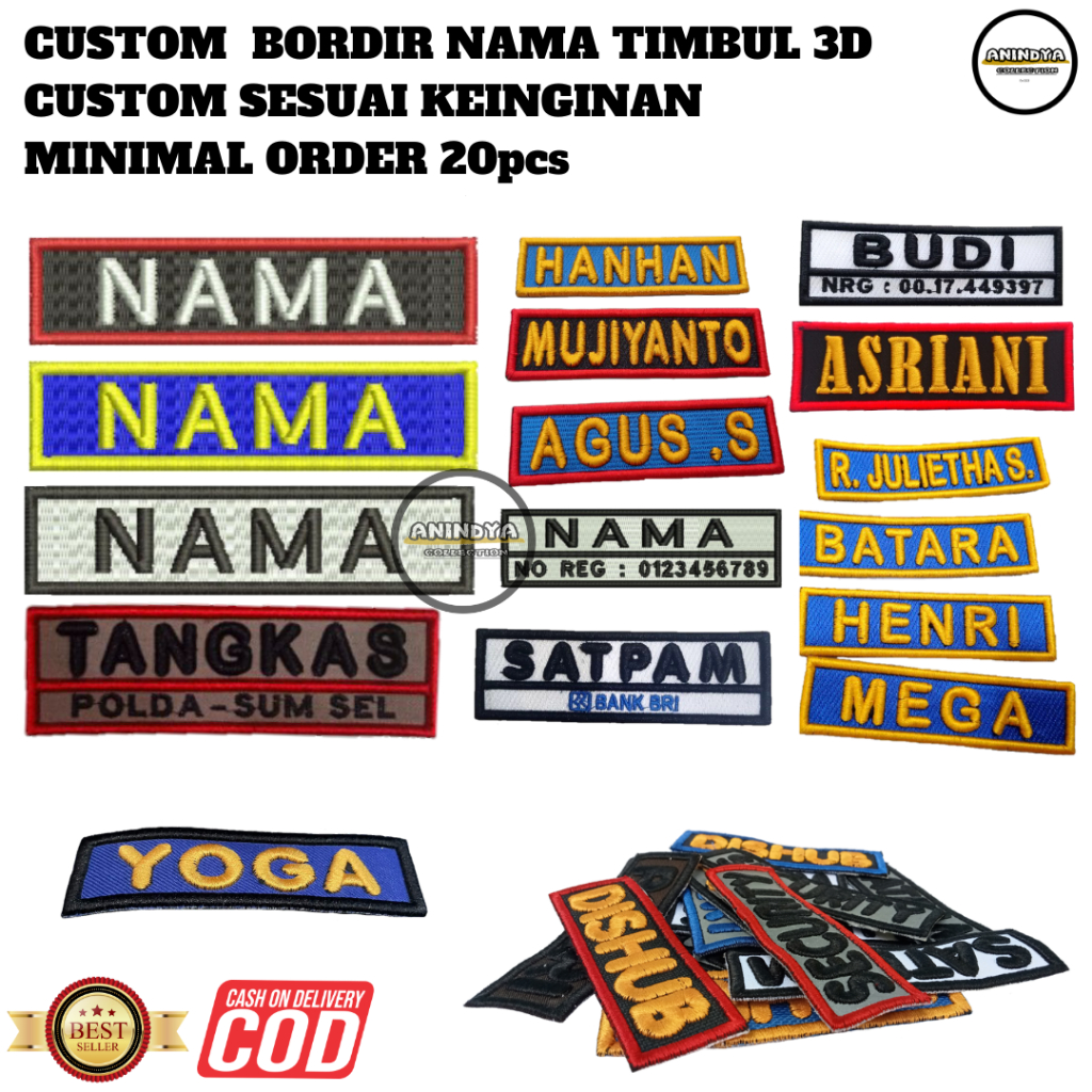 Jual CUSTOM BORDIR NAMA TIMBUL, BORDIR NAMA SESUAI KEINGINAN PREMIUM ...