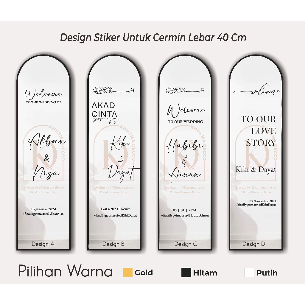 Jual Sticker Mirror Sign Lebar 40 Cm // Mirror Wedding // Welcome Sign ...