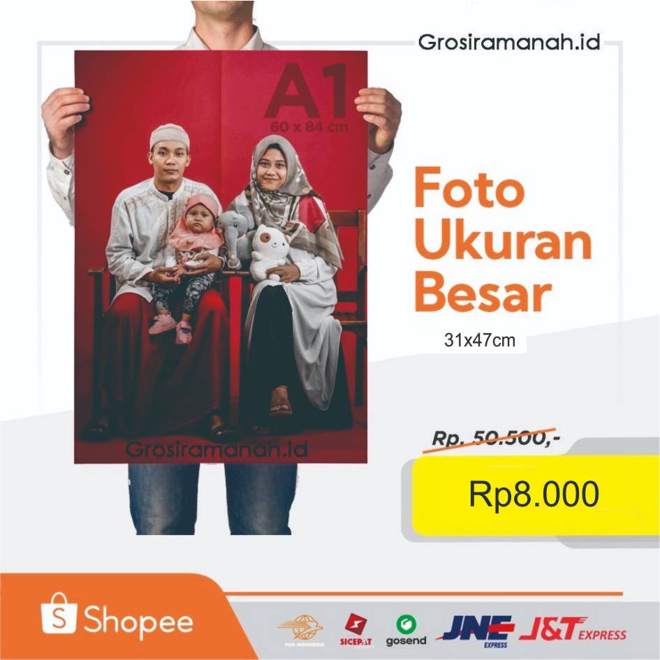 Jual Cetak Foto / poster besar ukuran a3+ cm free design 1 jam jadi ...