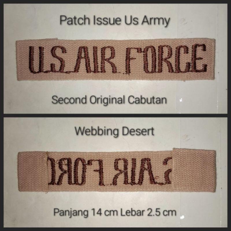 Jual Patch Tab Tape Issue Us Army USAF Desert for 3DCU Chocochip BDU ...