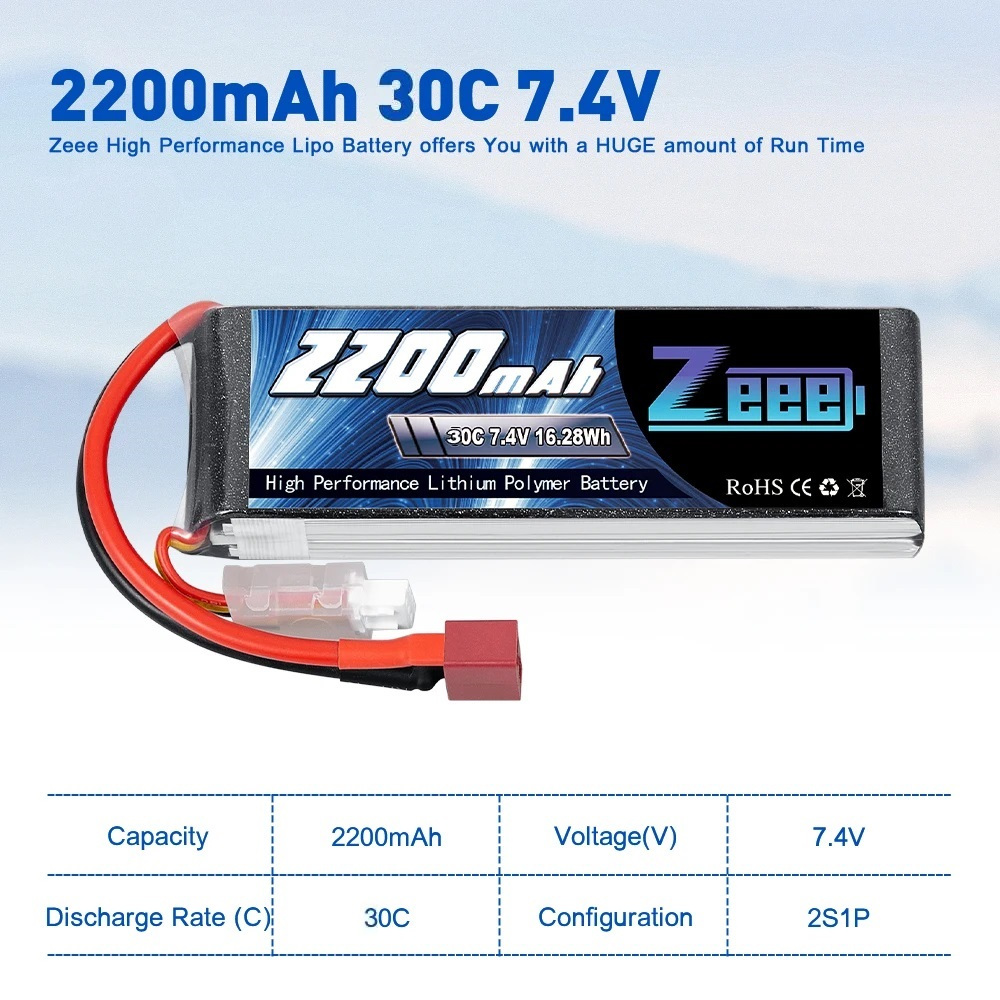 Jual Zeee 2200mah 2s 7.4v 30c Lipo Battery | Shopee Indonesia