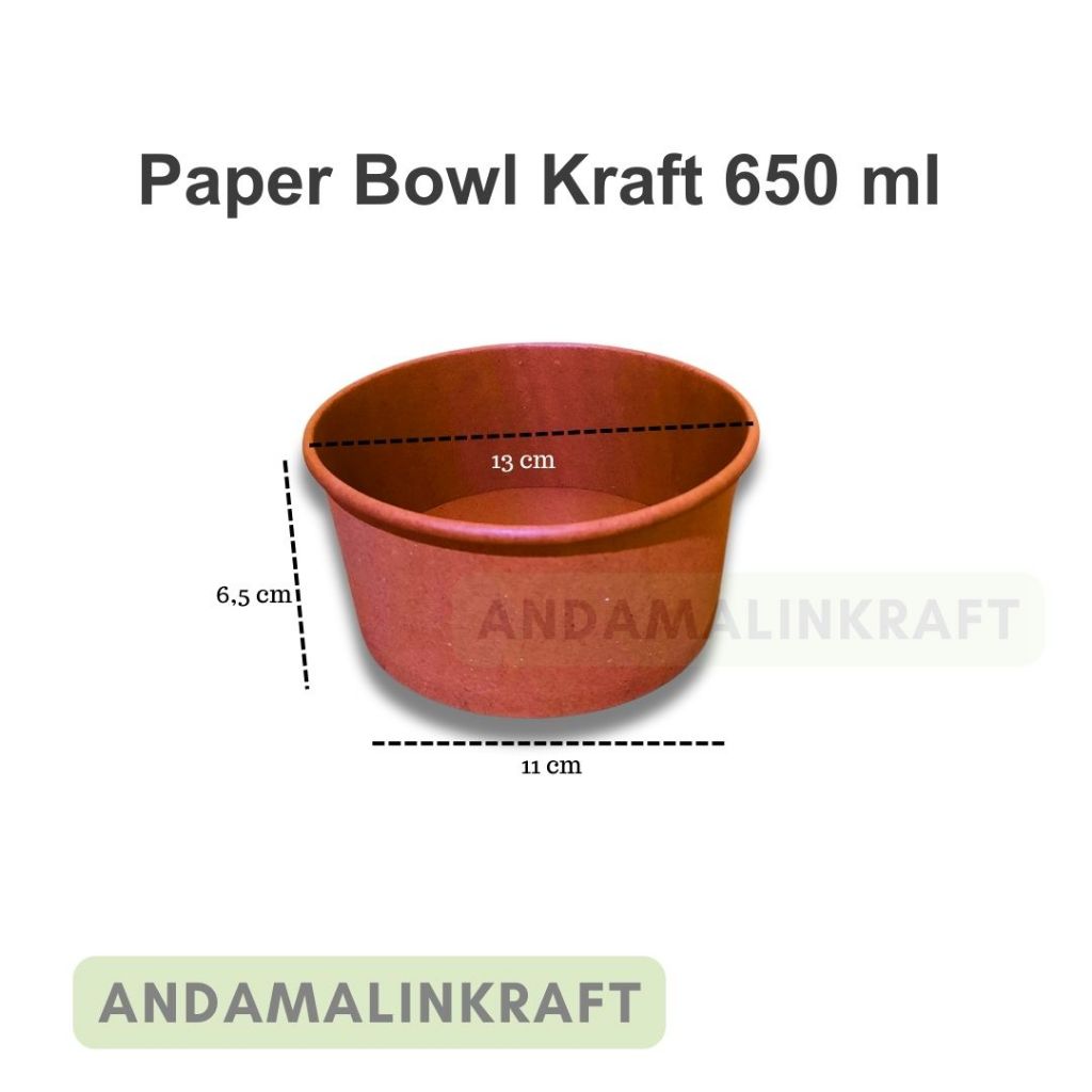 Jual Paper bowl 650 ml Kraft isi 25 pcs per pak | Shopee Indonesia