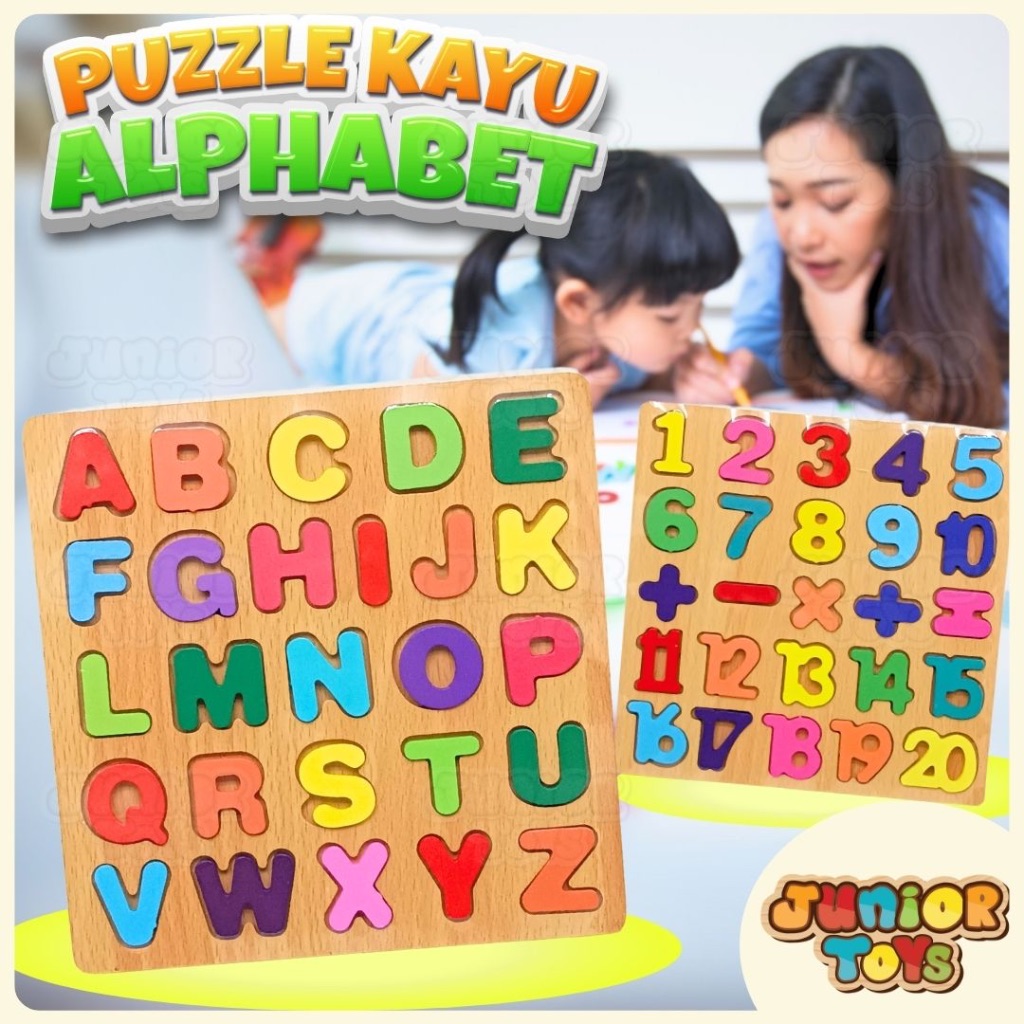 Jual Puzzle Kayu Abjad Alfabet Huruf Angka Mainan Edukasi Anak Belajar ...
