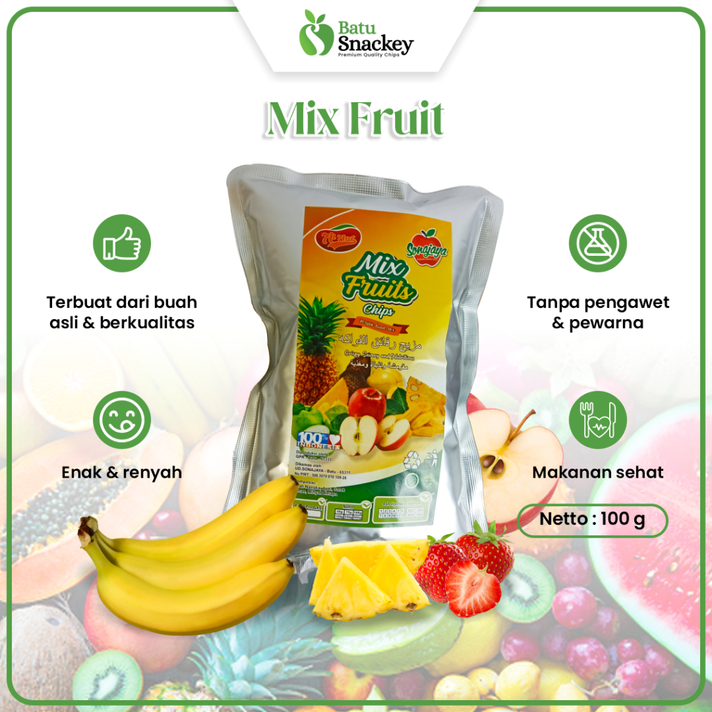 Jual Keripik Buah Kripik Mix Fruit Nangka Apel Salak Nanas 100 Gram Oleh Oleh Khas Batu Malang