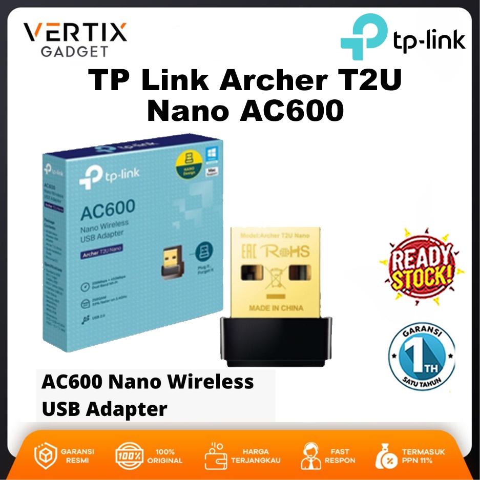Jual TP Link Archer T2U Nano AC600 Nano Wireless USB Adapter - Garansi ...