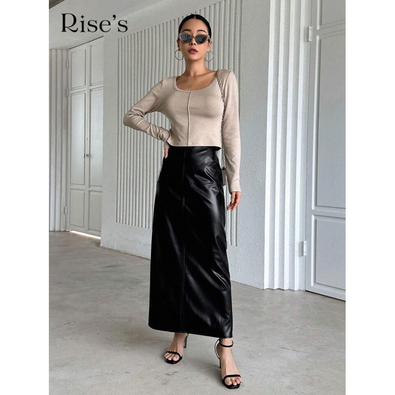 Jual Rok Elegan Pinggang Tinggi Kulit Wanita Gaya Korea Rok Kasual ...
