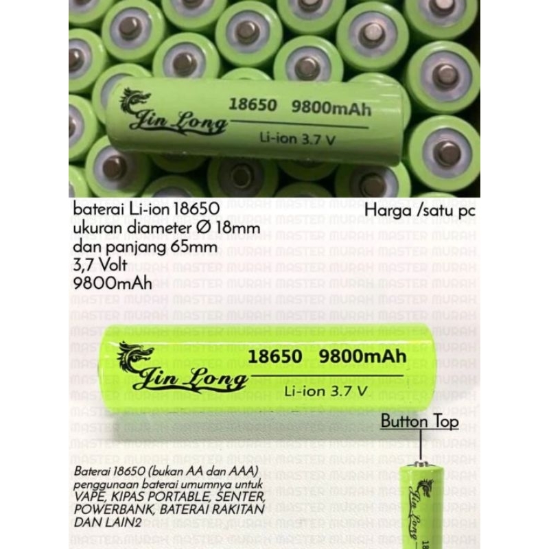 Jual 1 Pcs Baterai Chas 18650 DATAR 9800 Mah 3.7 V JINLONG Battery Li ...