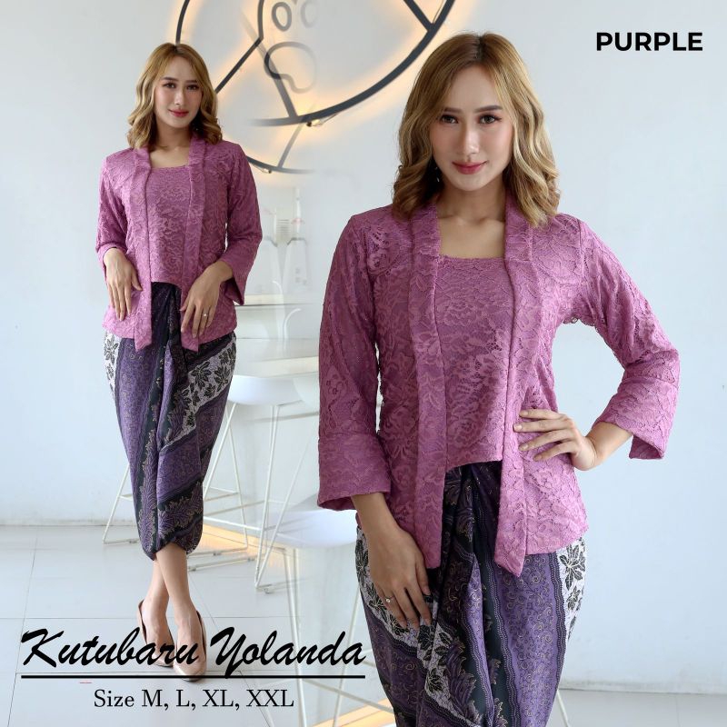 Jual Setelan Kebaya Kutubaru Brokat Modern Set Rok Lilit Batik / Kebaya Kartini / Kebaya Wisuda ...