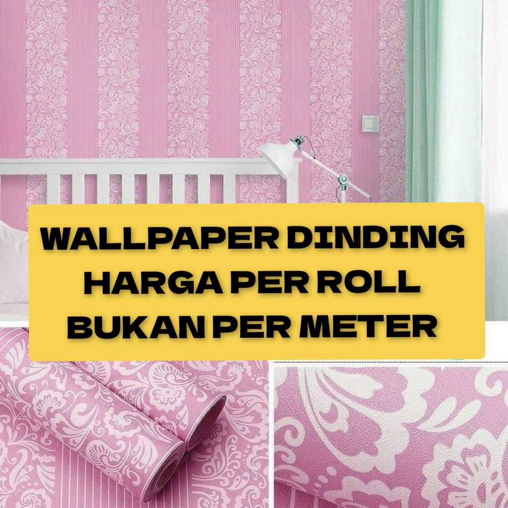 Jual Wallpaper Dinding Salur Pink Putih Batik Stiker Bahan Pvc Dekorasi ...