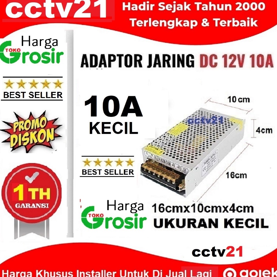 Jual Terbaru Adaptor Jaring / Power Supply Output DC12V 10A Ukuran ...