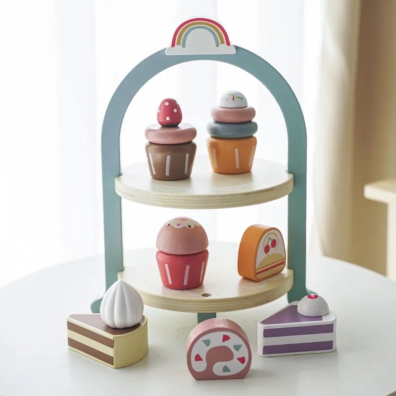 Jual wooden cupcake pretend plays-mainan masak2an-mainan kue anak/set ...