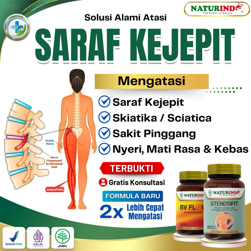 Jual Obat Saraf Kejepit Sakit Pinggang Sampai Kaki Sakit Bokong Sciatica Skiatika Stenosifit ...