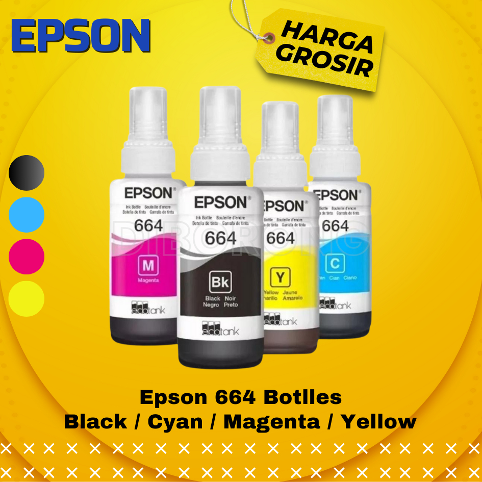 Jual Tinta Epson 664 BCMK Black Cyan Yellow Magenta Ink Original | Shopee Indonesia