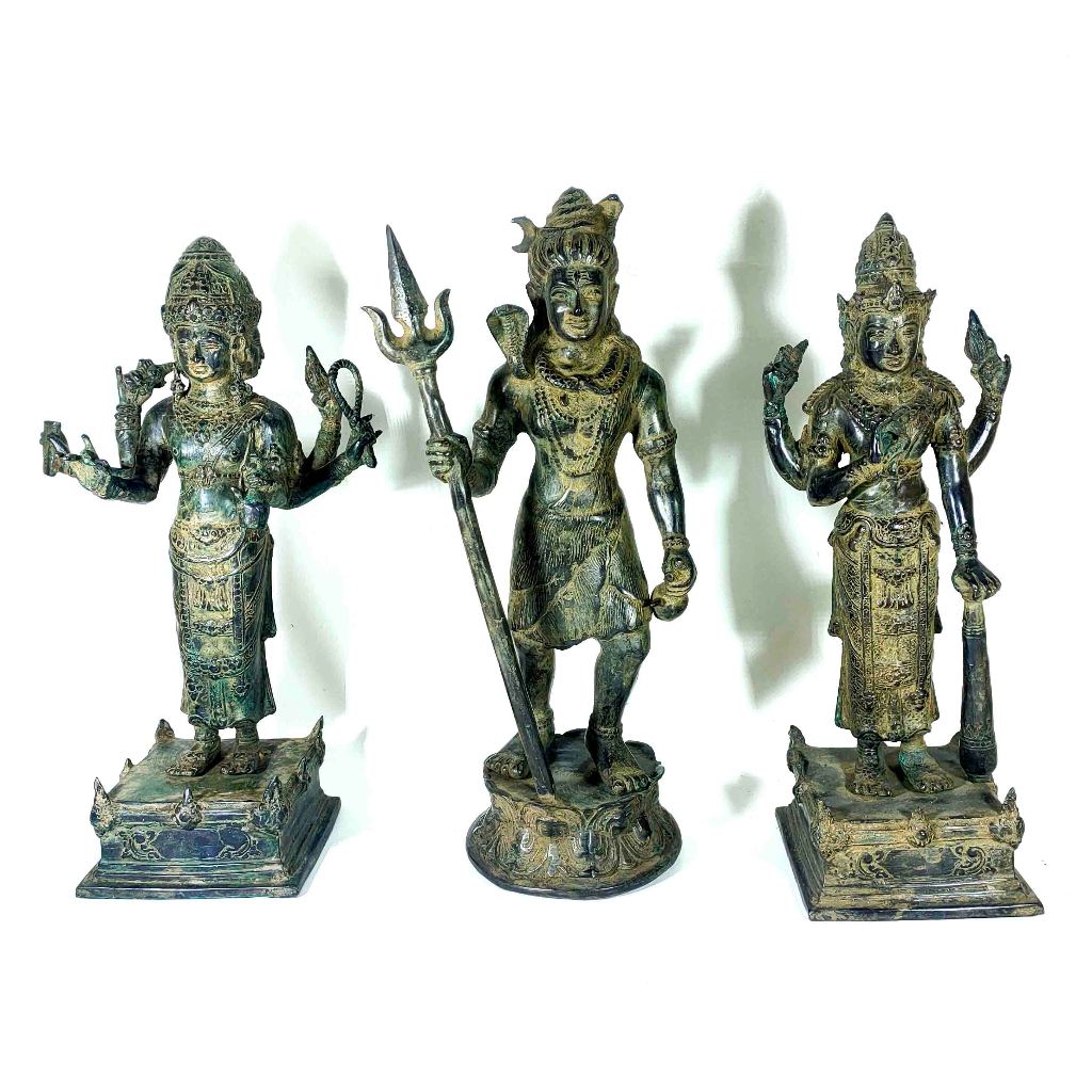 Jual Tiga Patung Dewa Siwa Brahmana Dan Wisnu Warna Hitam Bahan ...