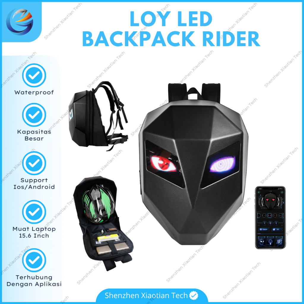 Jual Tas Ransel Men Knight Loy LED Bag With Bluetooth | Helmet Backpack LED Eye Knight LED ...