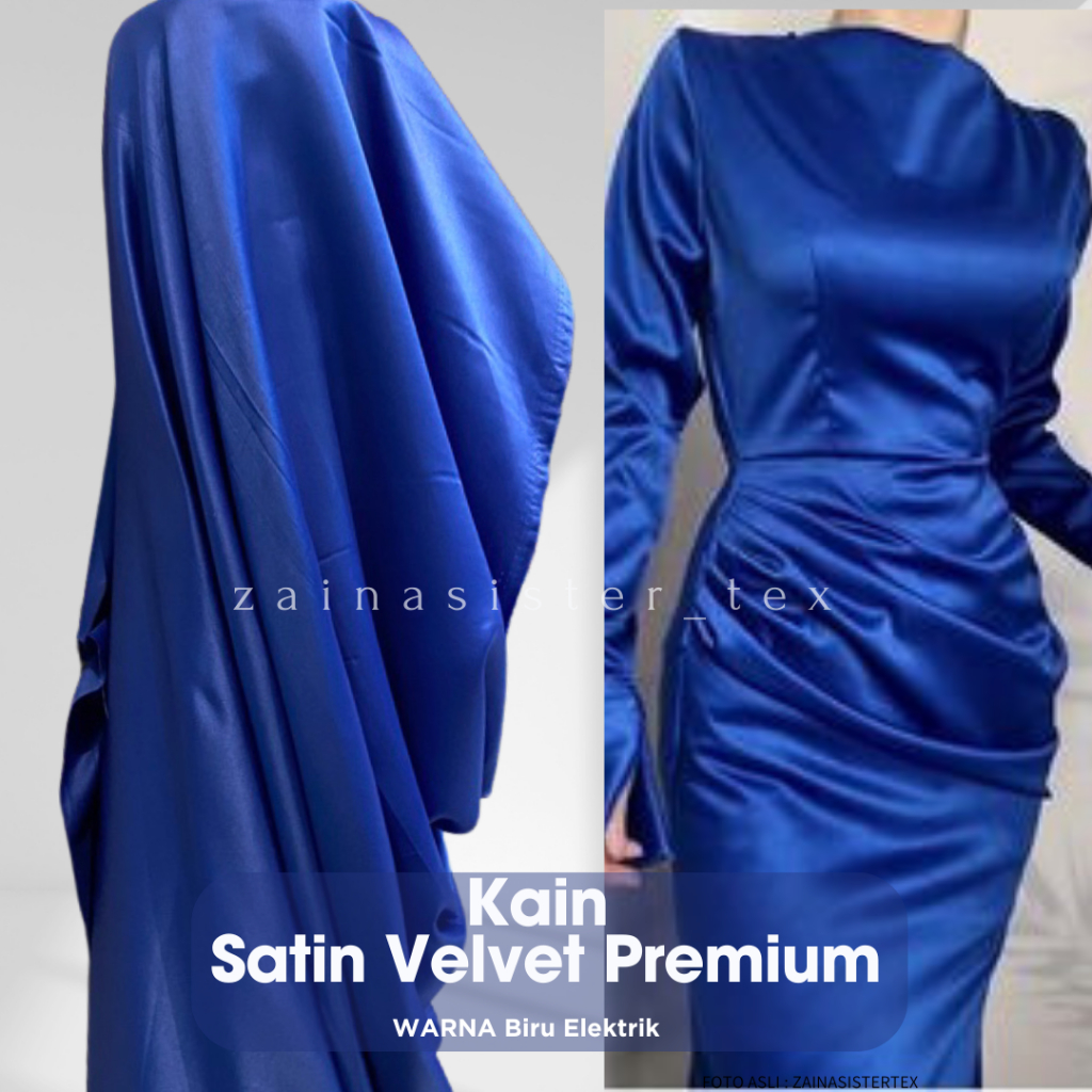 Jual Bahan Kain Satin Velvet Premium Meteran Warna Biru Elektrik ...