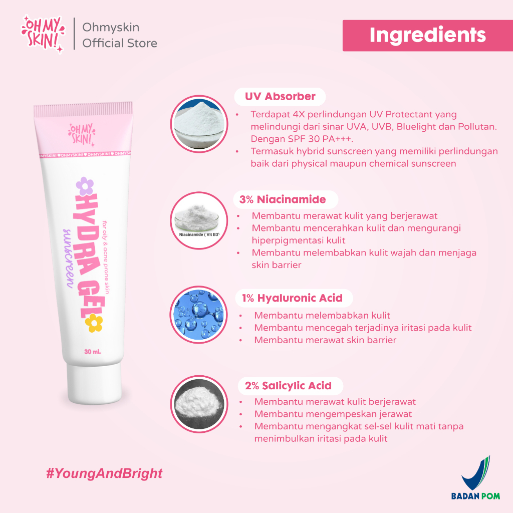 Jual OH MY SKIN HYDRA GEL SUNSCREEN SPF30 30ML | Shopee Indonesia