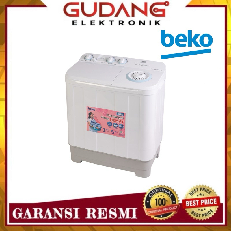 Jual MESIN CUCI BEKO 6 KG WTTA6503W MESIN CUCI SEMI OTOMATIS WTTA 6503 ...