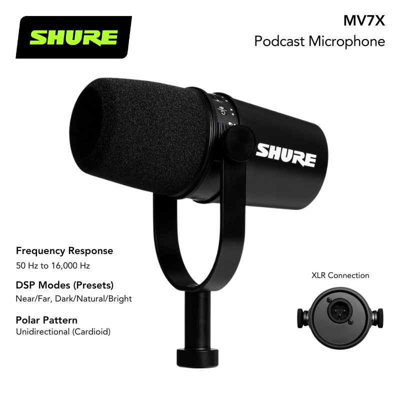 Jual Microphone SHURE MV7K / MV7X Podcast Microphone | Shopee Indonesia
