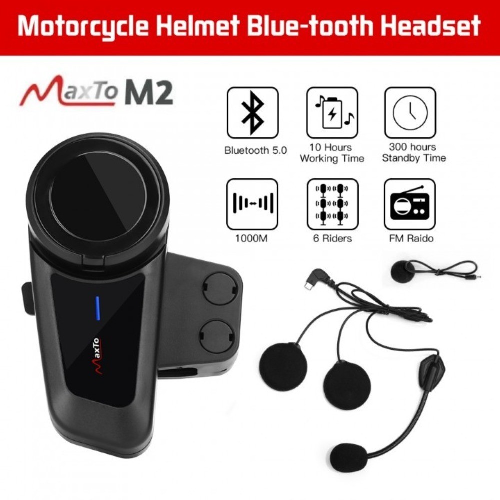 Jual Interkom Maxto M2 Bluetooth Radio Intercom Helm 6 Rider | Shopee ...