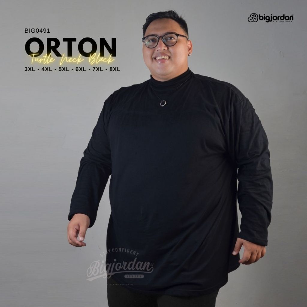 Jual ORTON - kaos turtleneck hitam ukuran jumbo size 3XL-8XL original from BigJordan pria over ...