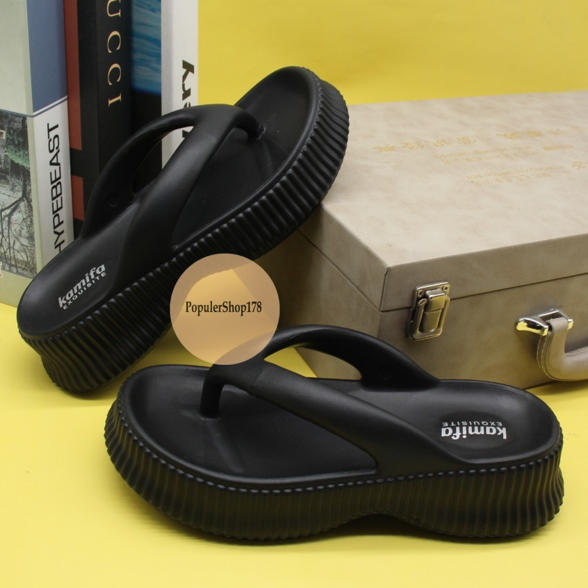 Jual Sandal Jepit Wanita Dewasa Model Trendy Tinggi 5 Cm Bahan Karet Ringan Anti Slip UK.36-41 ...