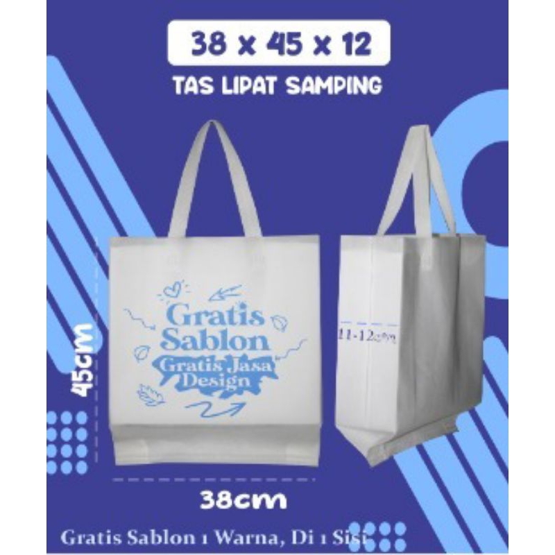 Jual TAS SPUNBOND LIPAT SAMPING 38X45x8/10 (SABLON CUSTOM) UNTUK TAS ...