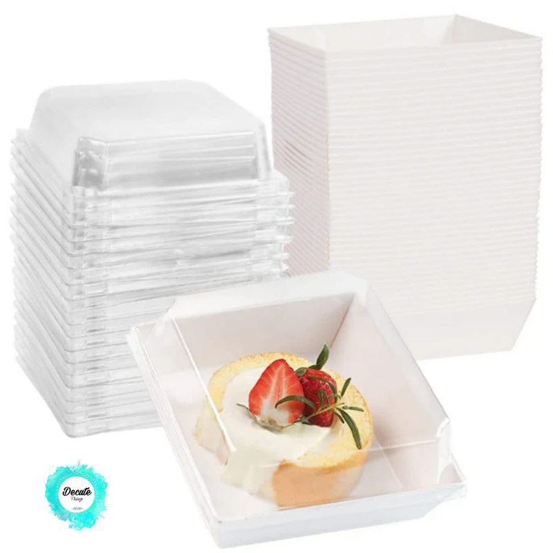 Jual 1 PACK ISI 5 Dessert Box Packaging Putih/ Kotak Milkbun/ Box Kotak ...