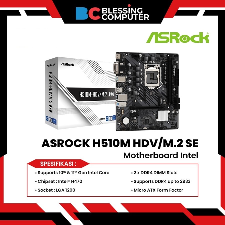 Jual Motherboard ASROCK H510M HDV/M.2 SE | Shopee Indonesia