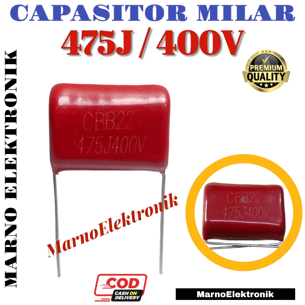 Jual CAPASITOR MILAR 475J 400V KAPASITOR 475 J 400 V 4N7 47N ORIGINAL | Shopee Indonesia