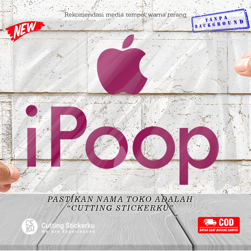 Jual Cutting Stiker Apple Closet Kamar Mandi Sticker Kaca Helm Ipoop ...