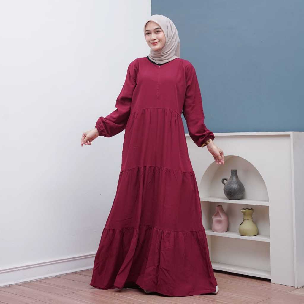 Jual Gamis Susun Rayon Gamis Ruffle Homey Dress Rayon Polos Busui ...