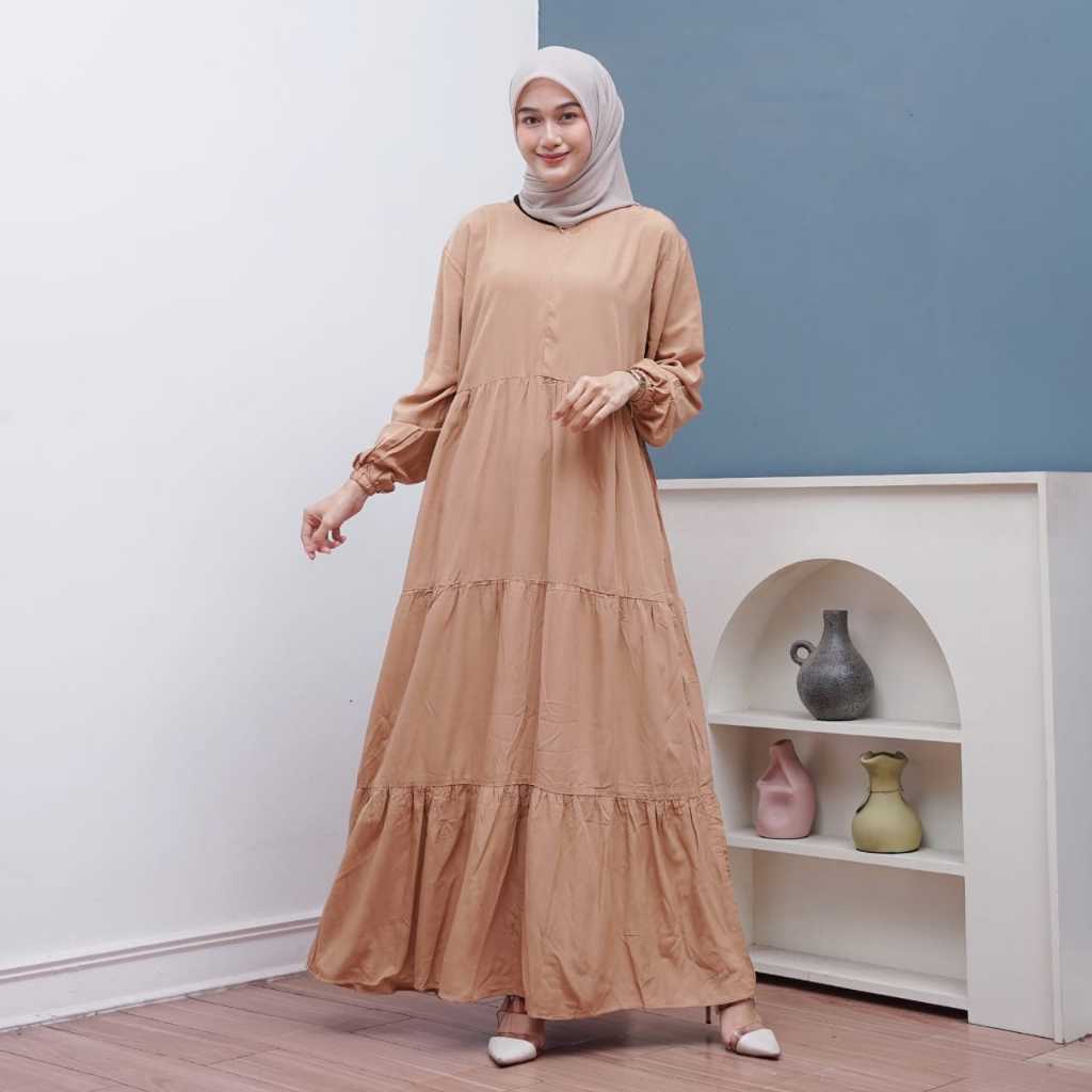 Jual Gamis Susun Rayon Gamis Ruffle Homey Dress Rayon Polos Busui ...