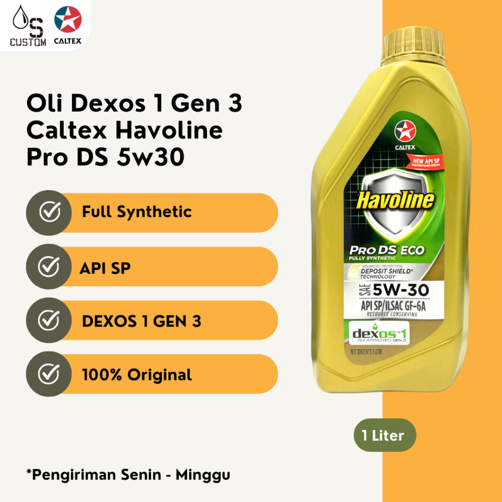 Jual Oli Bensin Caltex Havoline 5w30 1L Full Synthetic Dexos 1 Gen 3 ...