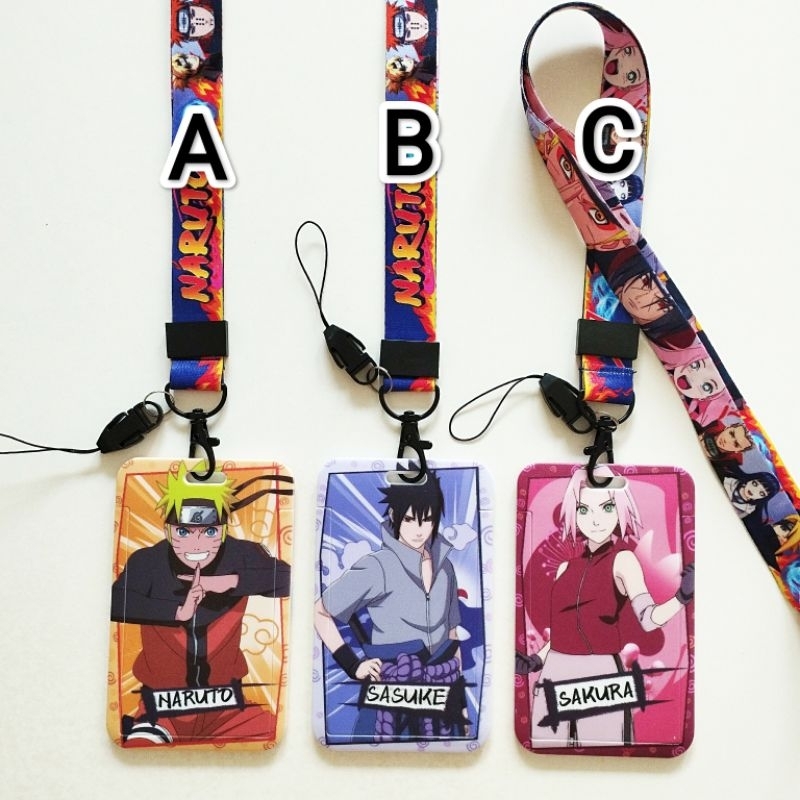Jual Naruto Anime ID Card Holder Lanyard 2 Sasuke Sakura Kakashi ...
