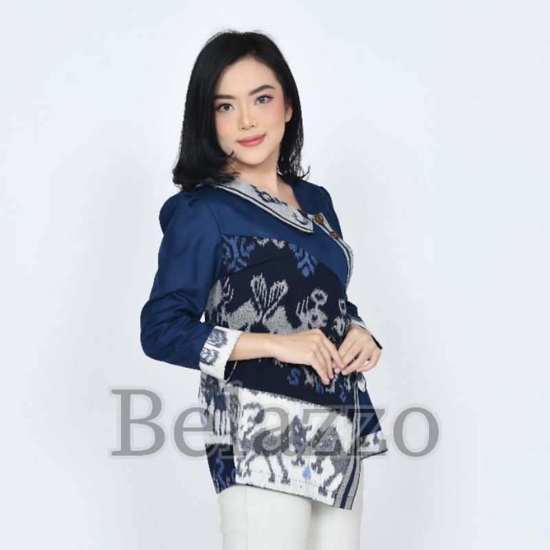 Jual Baju Atasan Blouse Batik Tenun Wanita Modern - Kemeja Kerja Batik Tenun Etnik Troso Jepara ...