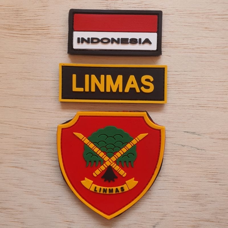 Jual patch rubber logo linmas satu set 3 logo - hansip - tempelan ...