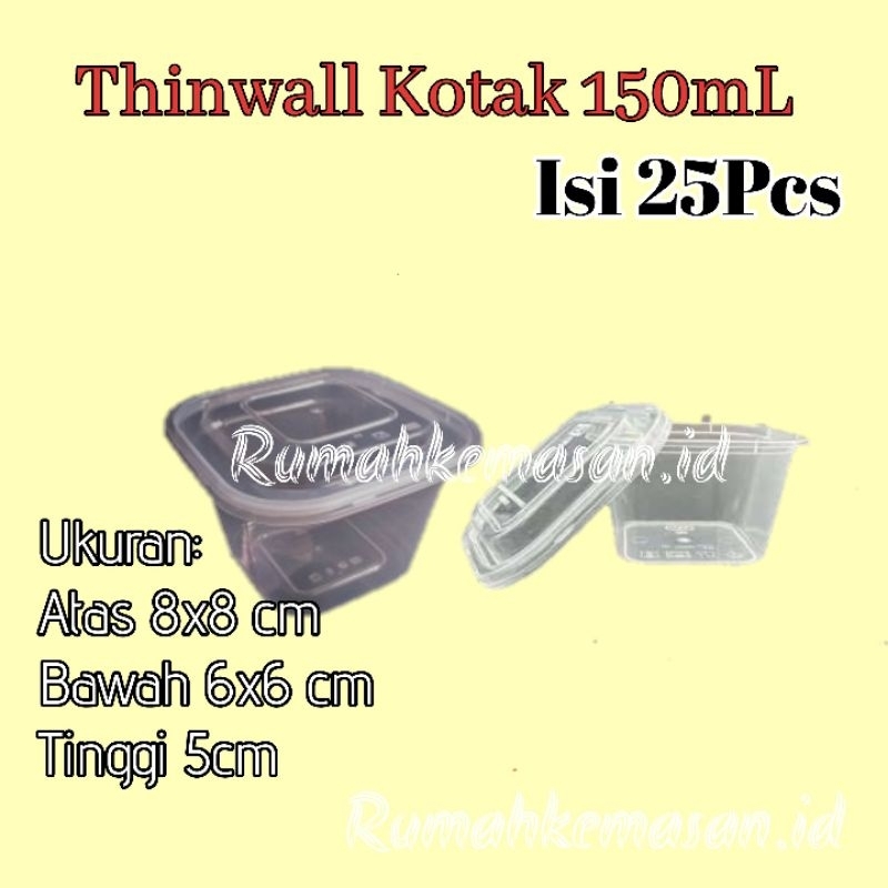 Jual [25PCS] THINWALL PUDING KOTAK 150ML / TEMPAT PUDING 150ML KOTAK ...