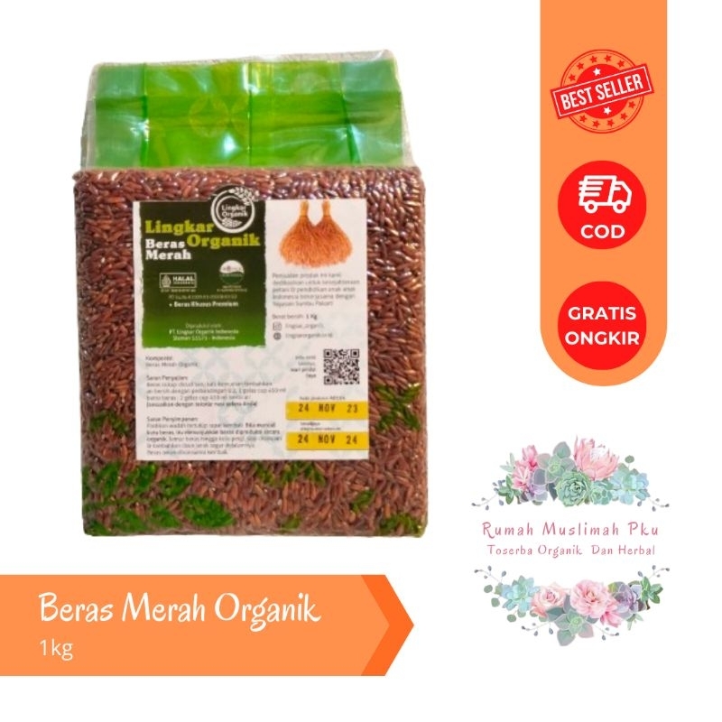 Jual Beras Merah Organik 1kg | Lingkar Organik | Shopee Indonesia