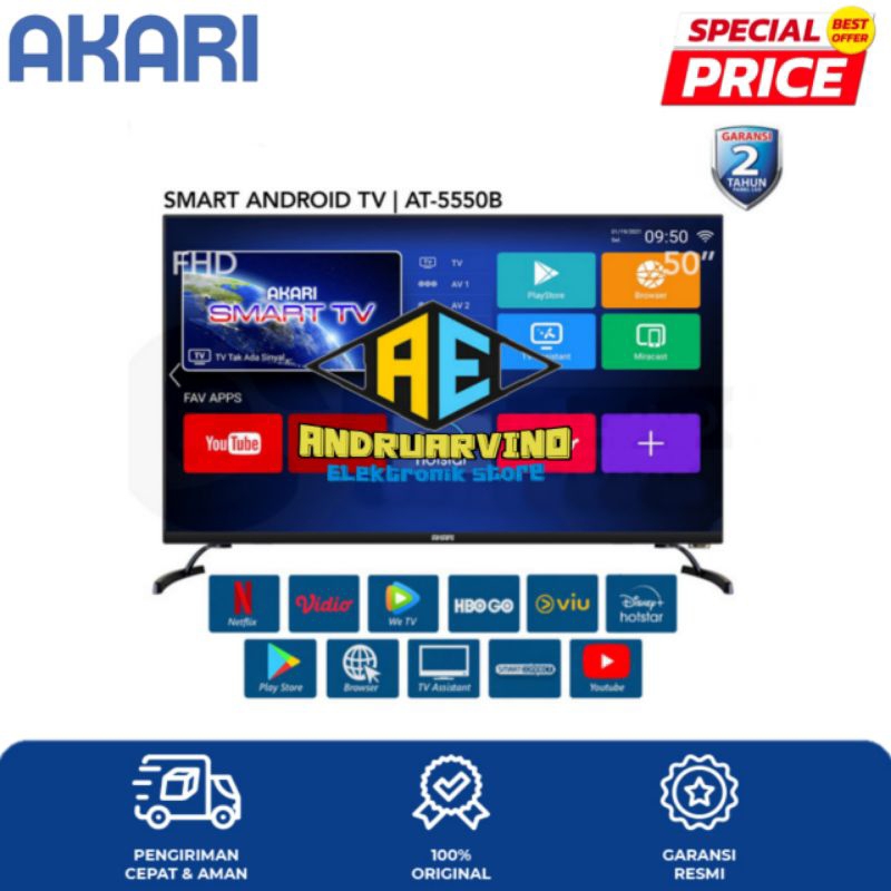 Jual AKARI LED TV 50 INCH AT-5550B ANDROID SMART DIGITAL TV AT5550B ...