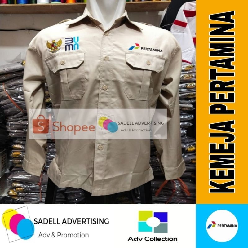Jual Kemeja PERTAMINA Seragam BUMN PERTAMINA Krem PDH Lengan Panjang Pria Bordir | Shopee Indonesia