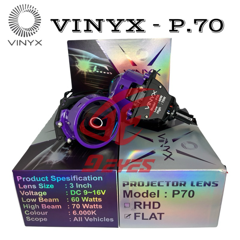 Jual Lampu LED Projector BiLED Lensa 3 Inch Vinyx P70 Original 70 Watt ...