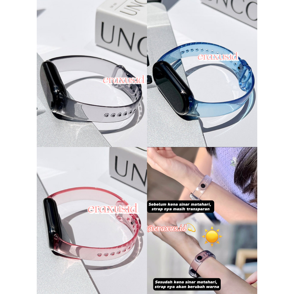 Jual Eraxus Tali Pengganti Strap Xiaomi Mi Band 8 / Mi Band 9 / Mi Band 10 Glacier Transparan ...