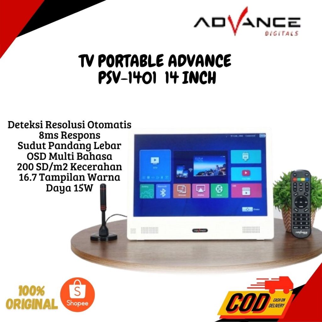 Jual TV PORTABLE ADVANCE PSV-1401 14 INCH TV SMART TV DIGITAL TV ...